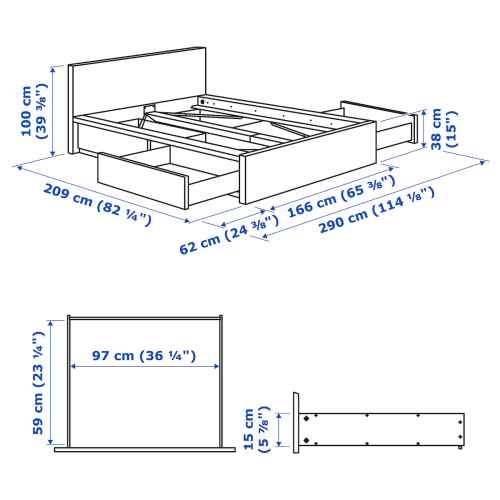 IKEA MALM Bed Frame 4 Boxes Oak Furniture Urban Sales NZ
